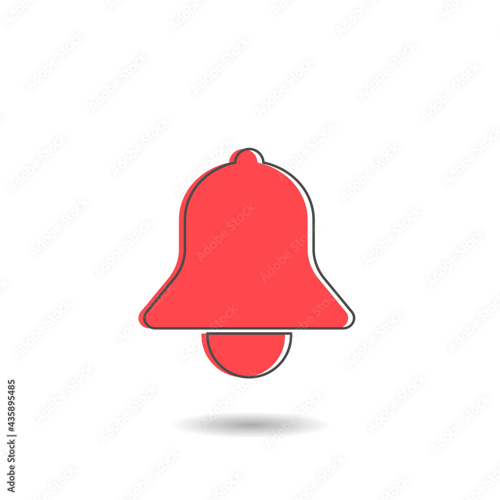 Red Bell vector icon for apps like youtube, alert ringing or subscriber ...