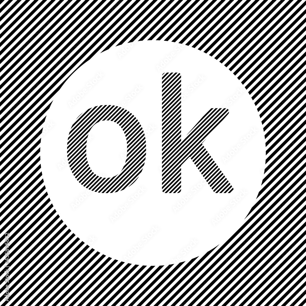 A large ok symbol in the center as a hatch of black lines on a white ...