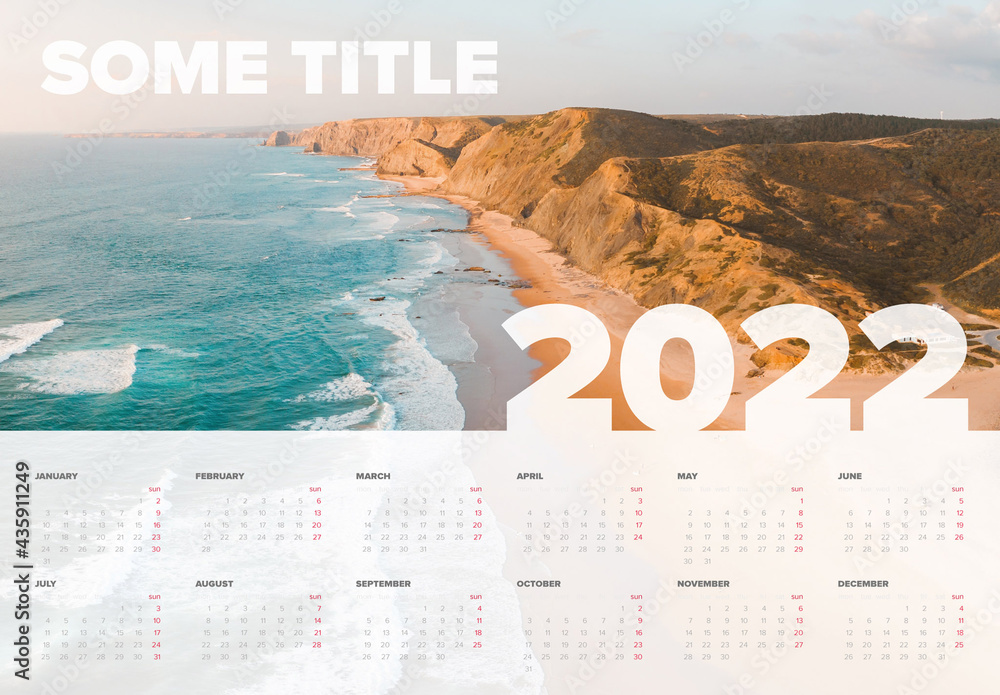 Light Full Calendar Layout for the Year 2022 Stock Template | Adobe Stock