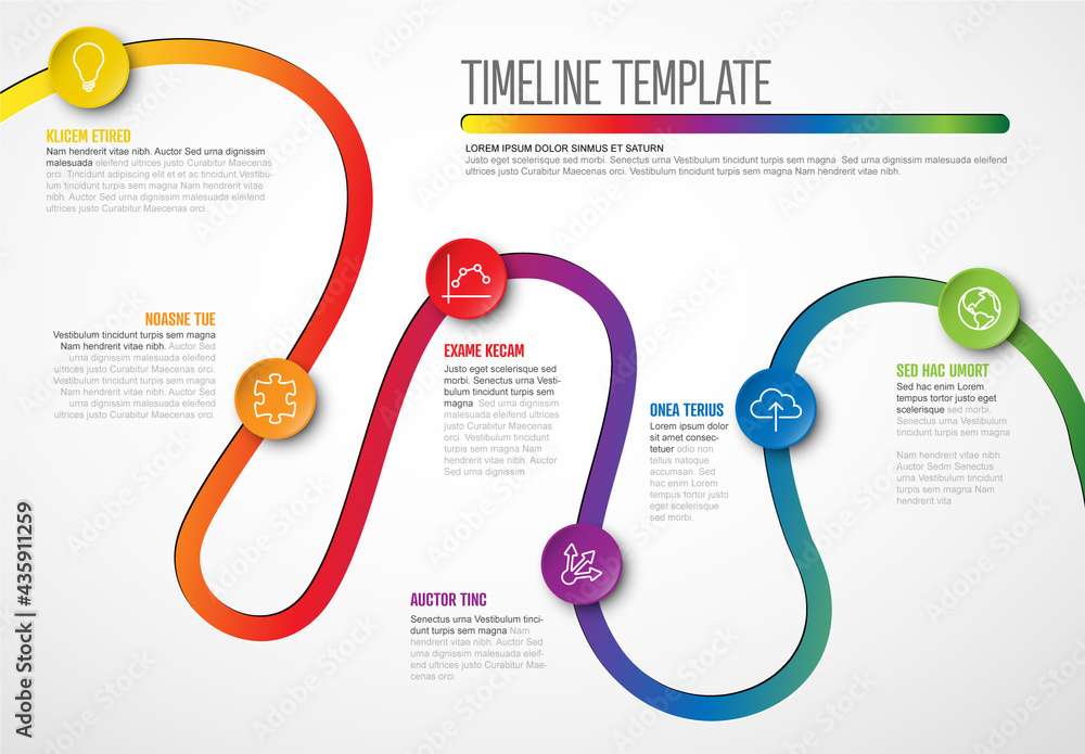 Infographic Curved Timeline Layout Stock Template | Adobe Stock