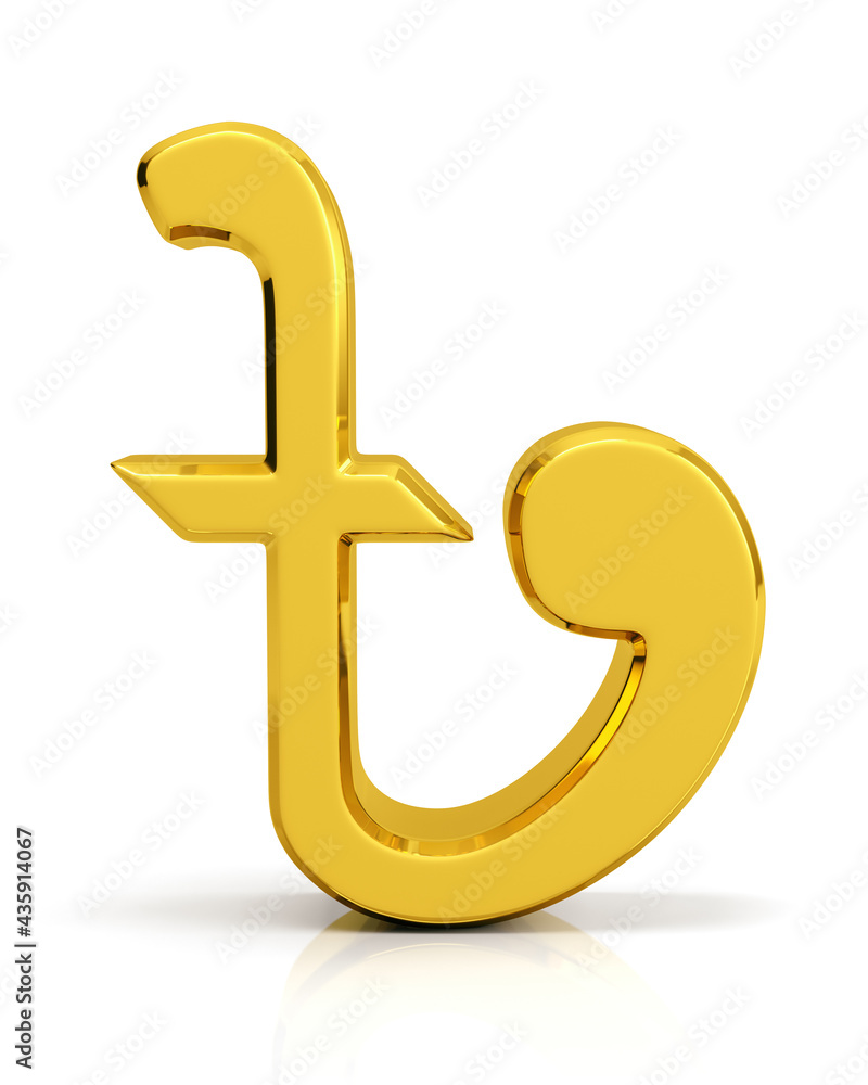 Golden taka symbol isolated on white background. Stock Illustration ...