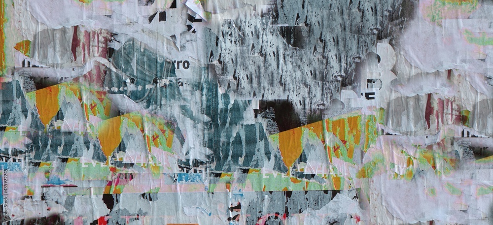 Exposed Weathered Urban Wall with Torn Street Posters, Paper and ...