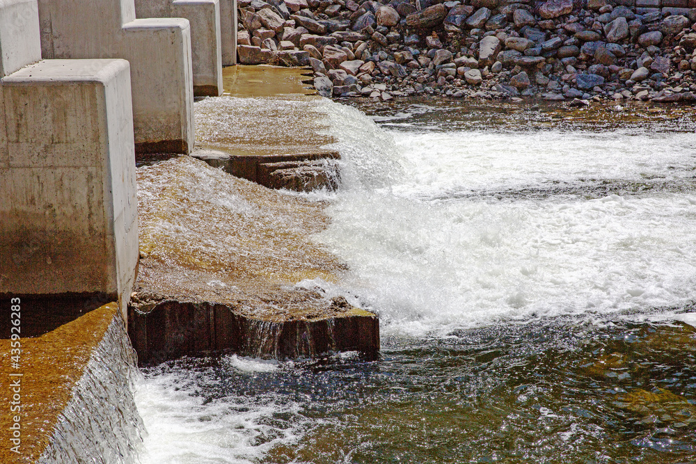 water canal system floodgate outflow downstream Stock Photo | Adobe Stock