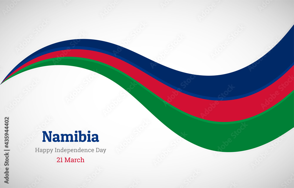 Abstract shiny Namibia wavy flag background. Happy independence day of ...