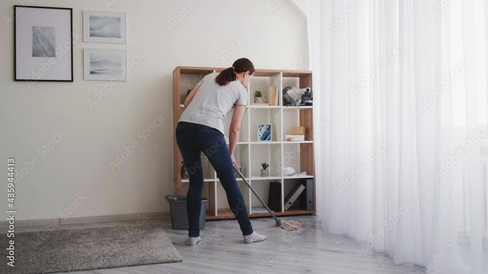 Home cleaning. Housework routine. Room hygiene. Housekeeping procedure ...