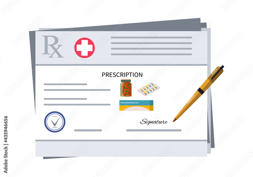 Prescription form blank Rx. Medical paper document. Doctor's ...