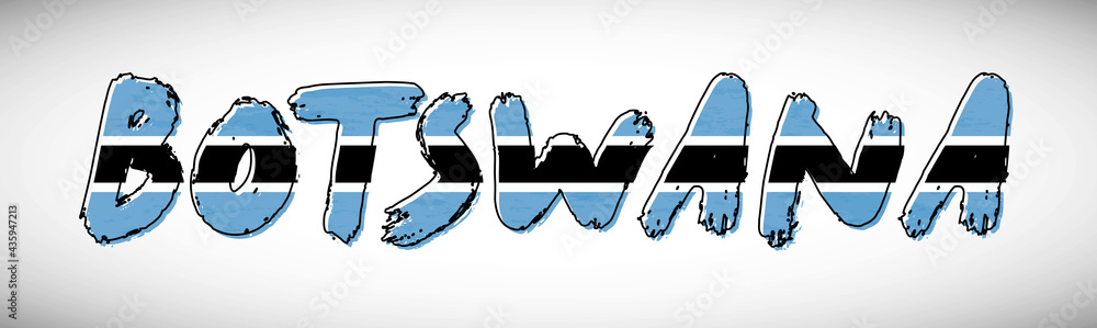Botswana flag on text typography. Country name banner strip. Creative ...