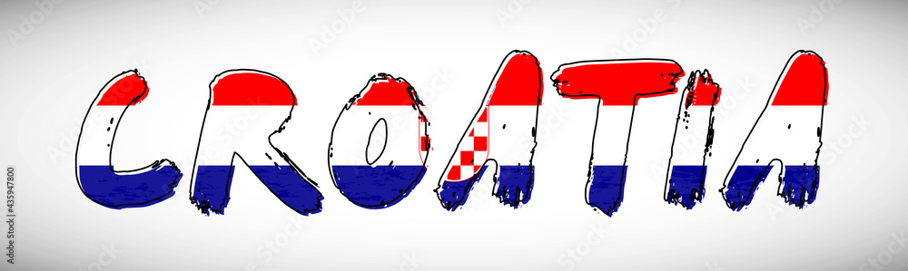 Croatia flag on text typography. Country name banner strip. Creative ...