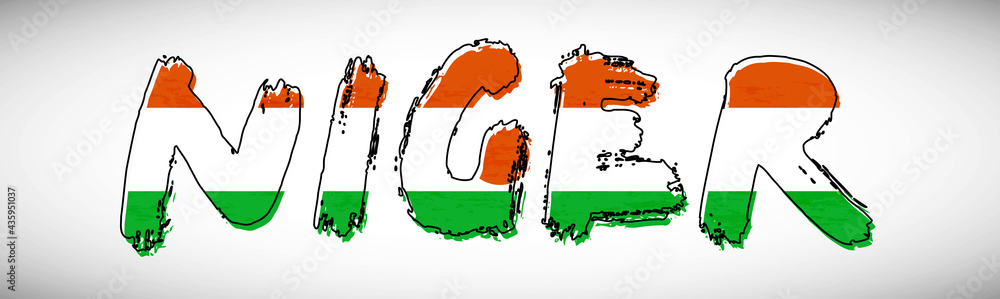 Niger flag on text typography. Country name banner strip. Creative ...