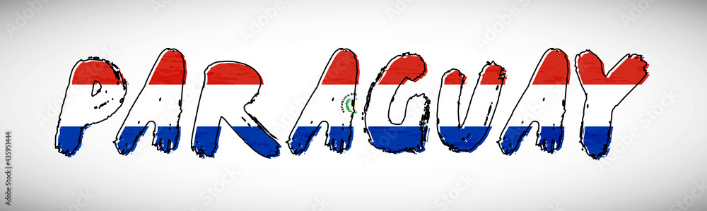 Paraguay flag on text typography. Country name banner strip. Creative ...
