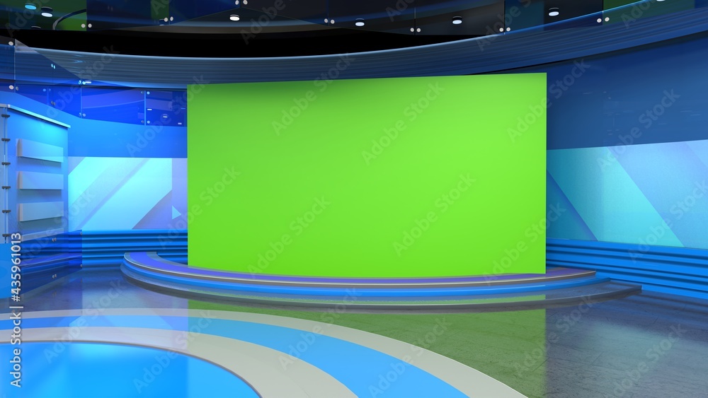 News Studio, Backdrop For TV Shows .TV On Wall.3D Virtual News Studio ...