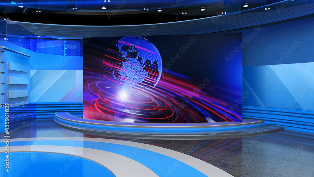 News Studio, Backdrop For TV Shows .TV On Wall.3D Virtual News Studio ...