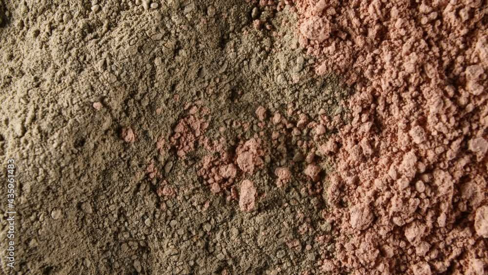 Dry Mask made of Clay Powder, Cosmetic Texture with Rotation. Brown ...