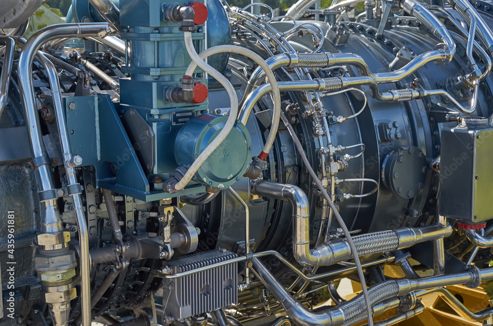 Details of the M75RU marine gas turbine engine close-up Stock Photo ...