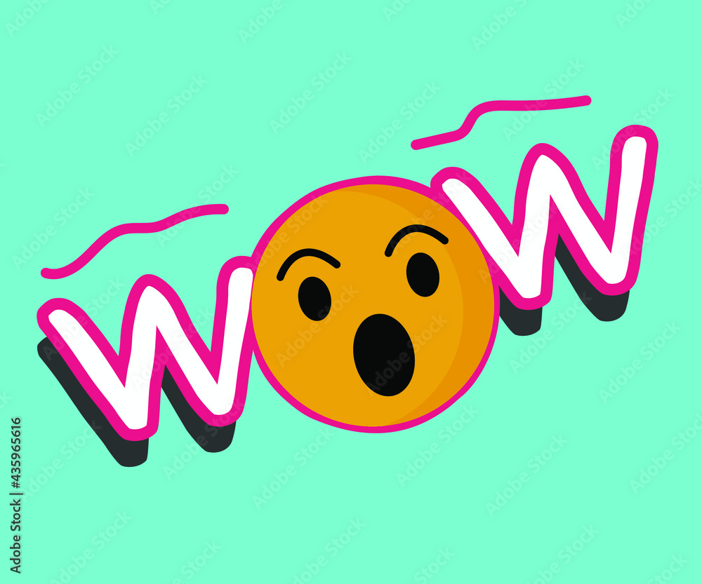 wow sticker emoji face clipart Stock Vector | Adobe Stock