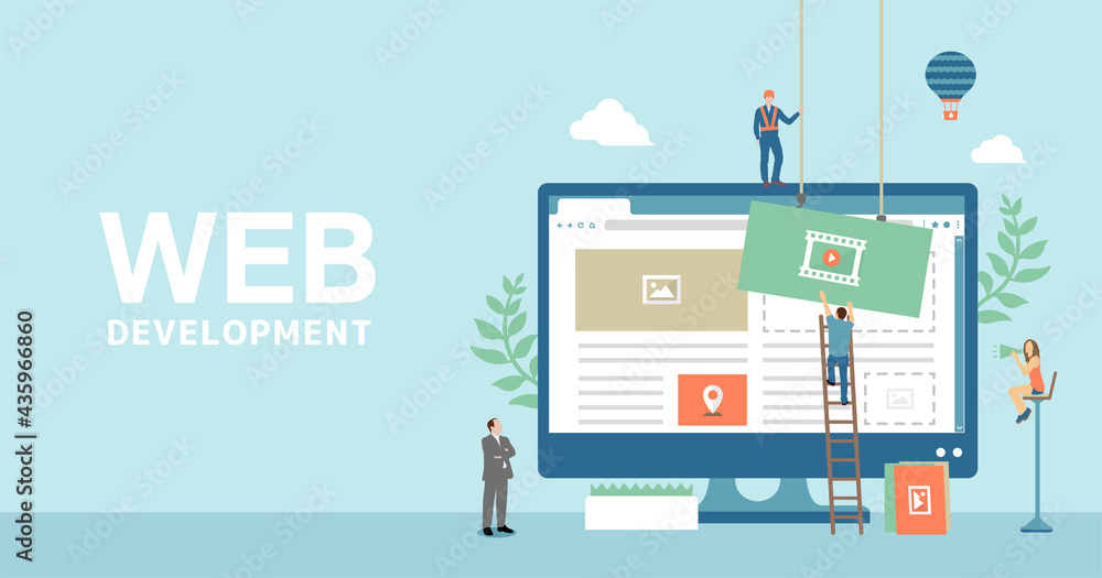 Web development concept vector banner illustration Stock Vector | Adobe ...