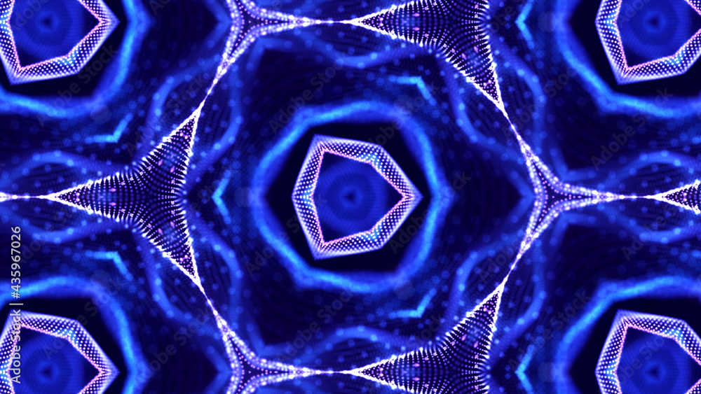 Blue motion design background with symmetrical floral pattern ...