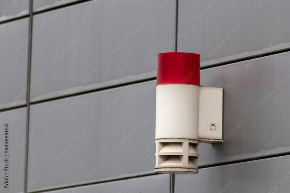 Red external burglar alarm system light as theft protection and burglar ...