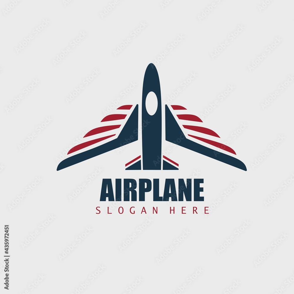 A modern airplane logo with the concept addition of bird wings. Vector ...