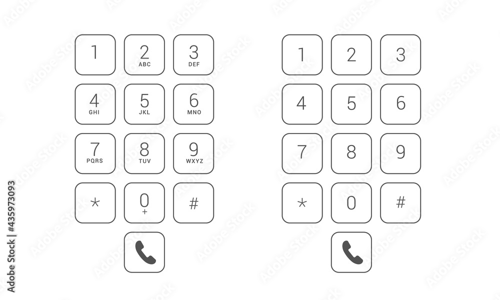 Flat design illustration set of dial keyboard touch screen mobile phone ...