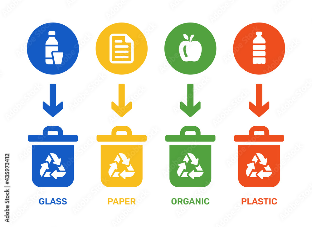Trash bin for separate garbage collection, different colors and ...