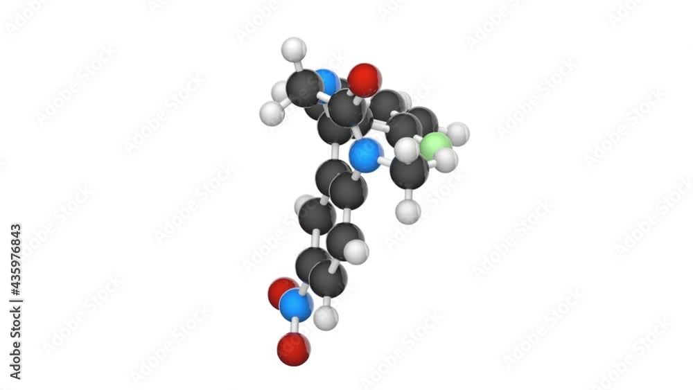 Flunitrazepam (Rohypnol) hypnotic drug molecule. Formula C16H12FN3O3 ...