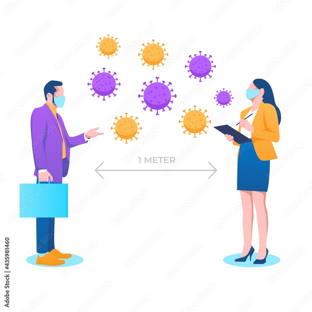 Social distancing, keep distance in public society people to protect ...