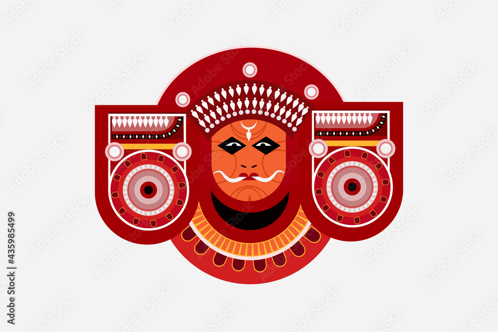 Illustration of a Theyyam face. Theyyam is a ritualistic art of Kerala ...