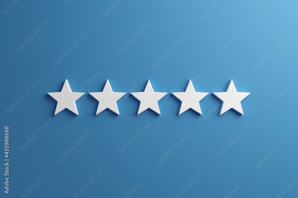 Five white stars on a blue background. 3d Rendering. Stock-Illustration ...