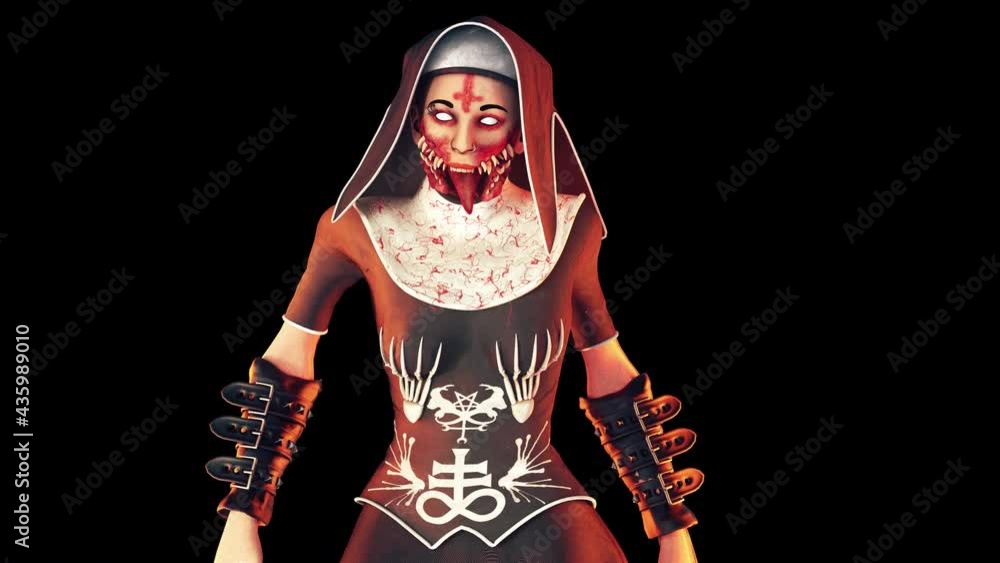 Cursed Nun VJ Loop - is a motion graphics clip featuring corrupted nun ...