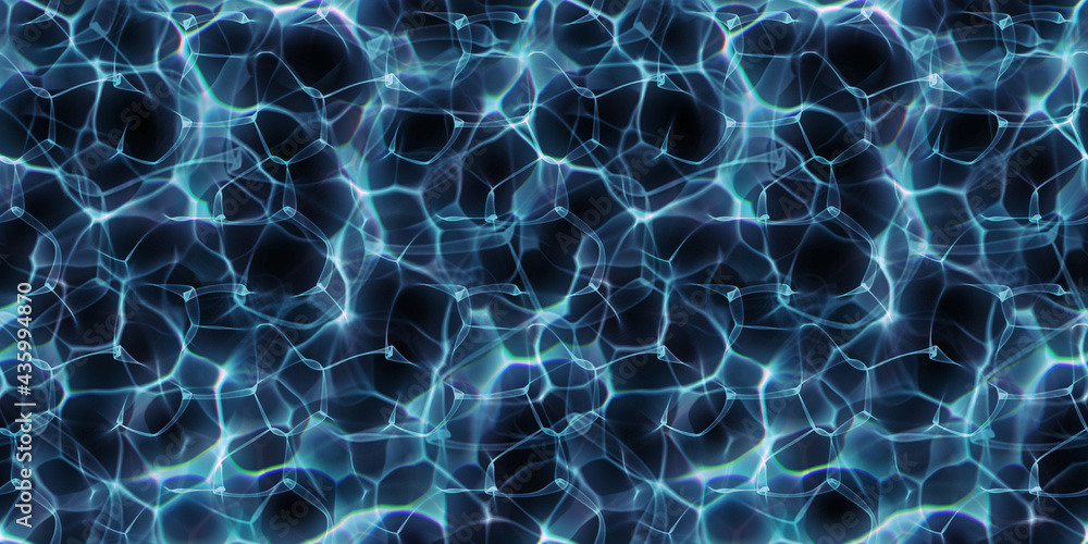 caustics below the water surface. Pool water with shiny rays. Ripple ...