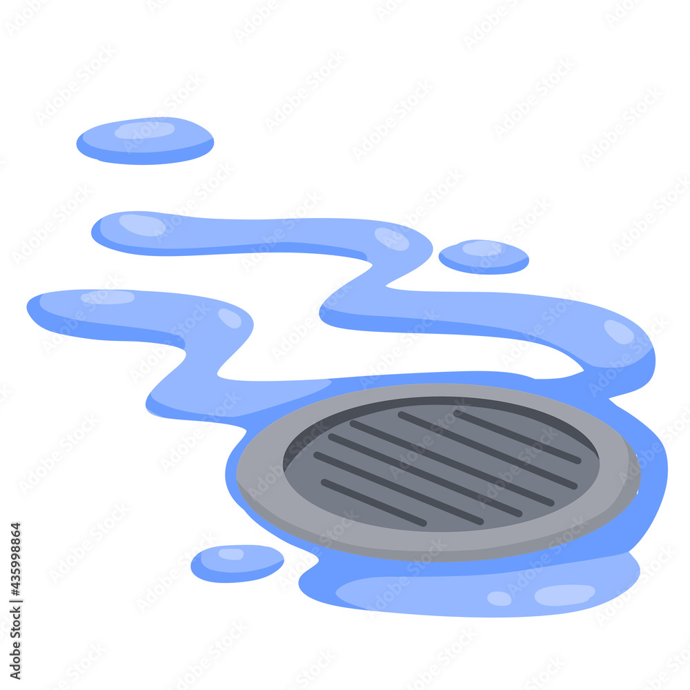 Drain in plumbing. Sink hole on floor. Element of water supply system ...