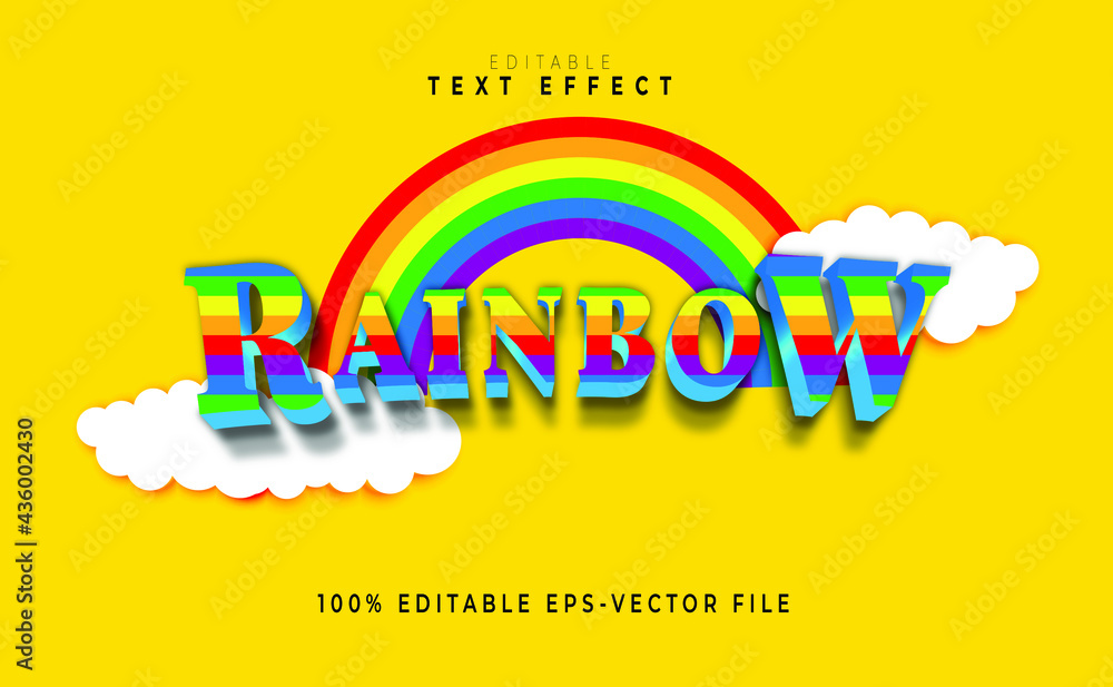 editable rainbow text effect in yellow background.typhography logo Stock Vector | Adobe Stock