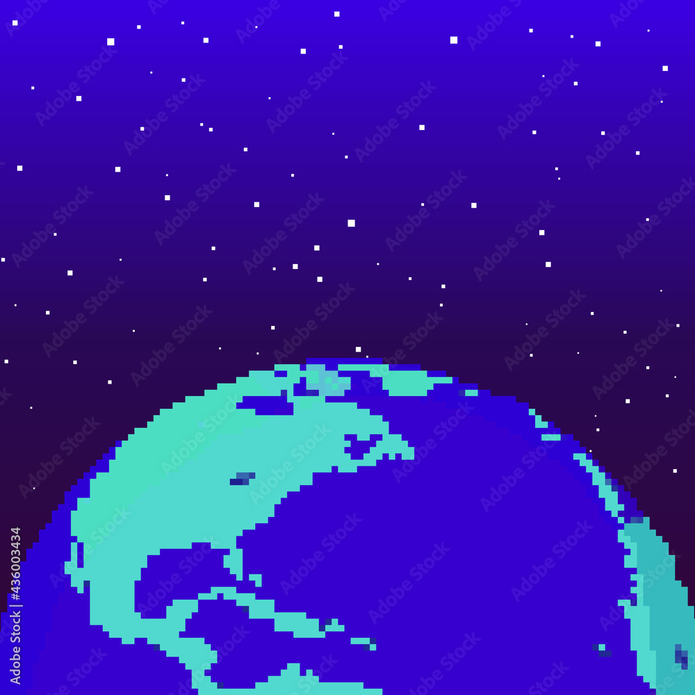 Pixel planet, cosmos, space. Pixel art for game. 8 bit pixel art Stock ...