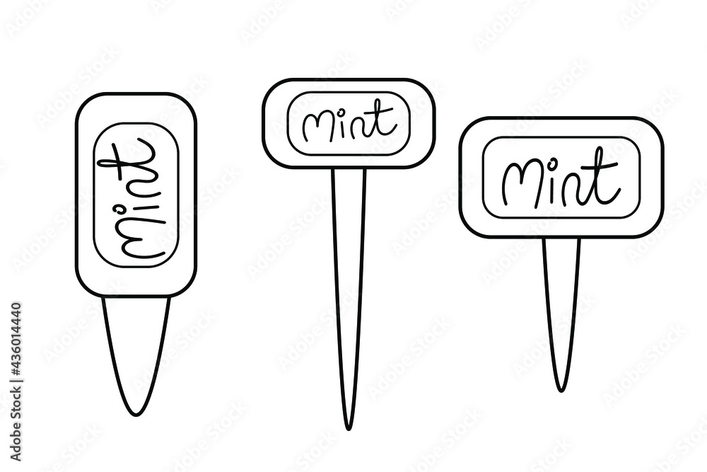 Gardening tools set of garden seed markers for mint outline simple ...