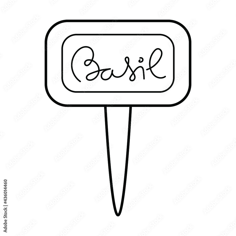 Gardening tools garden seed marker for basil outline simple ...