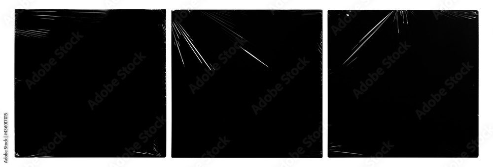 collection set of plastic wrap texture for overlay. wrinkled stretched ...