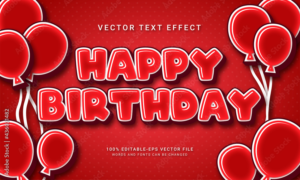 Happy birthday 3d text style effect themed birthday party Stock Vector ...