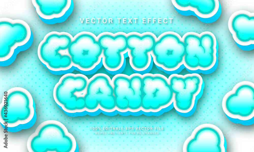 Cotton candy 3d text style effect themed sweet food menu Stock Vector ...