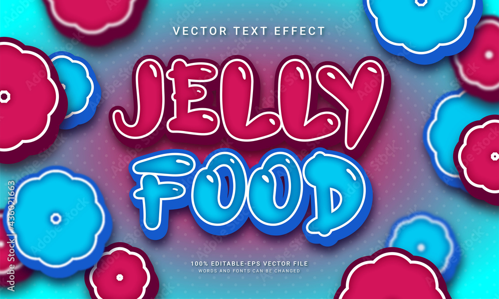 Jelly food 3d text style effect themed food menu Stock Vector | Adobe Stock
