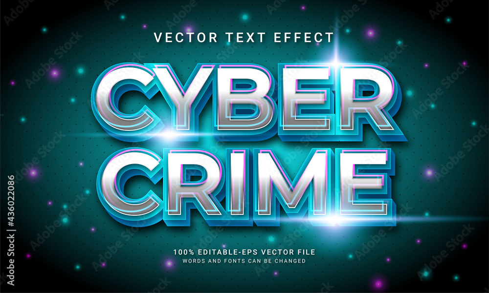 Cyber crime 3d text style effect themed modern technology Stock Vector ...