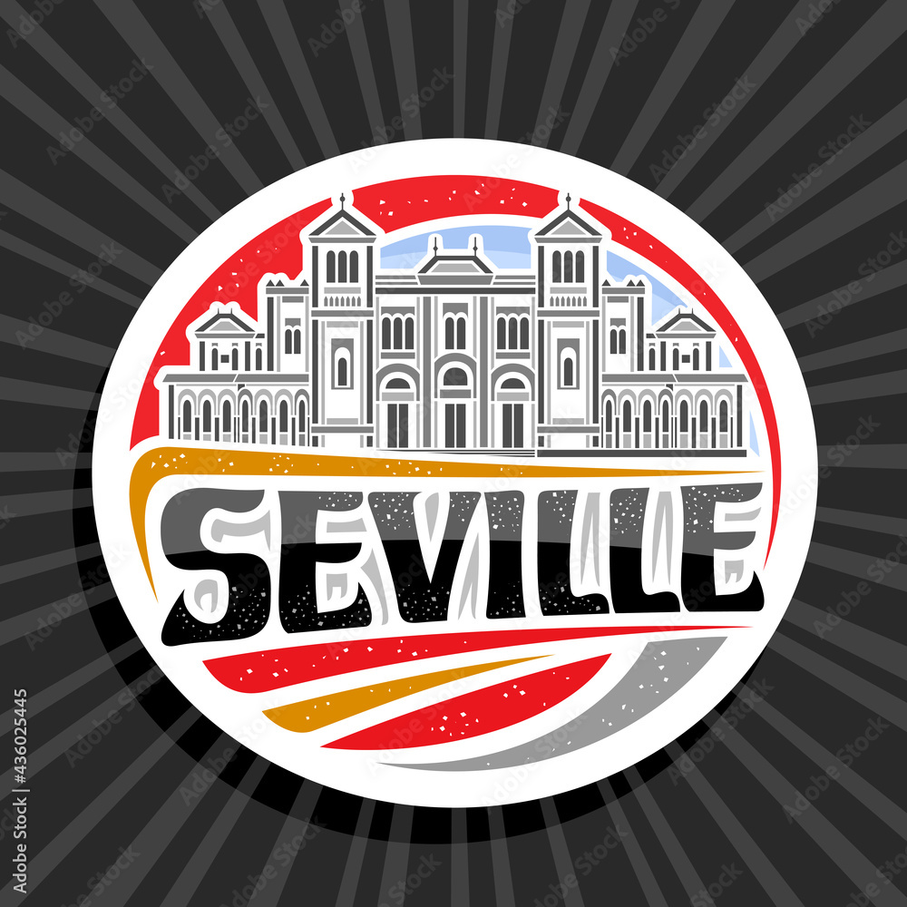 Vector logo for Seville, white decorative label with outline ...