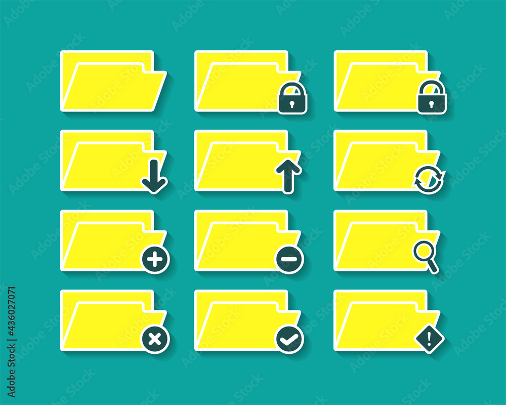 Set of folder icon. File catalog. File manager. Storage. Illustration ...