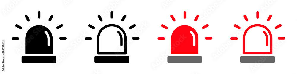 Set of siren icons, alarm siren. Emergency alert symbols. Vector ...
