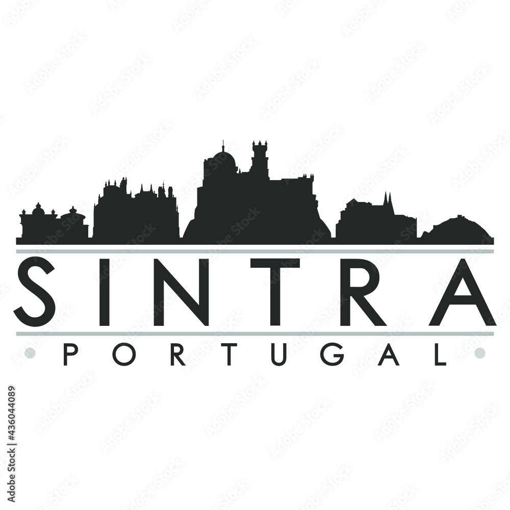 Sintra, Portugal Skyline Silhouette Design. Clip Art City Vector Art ...