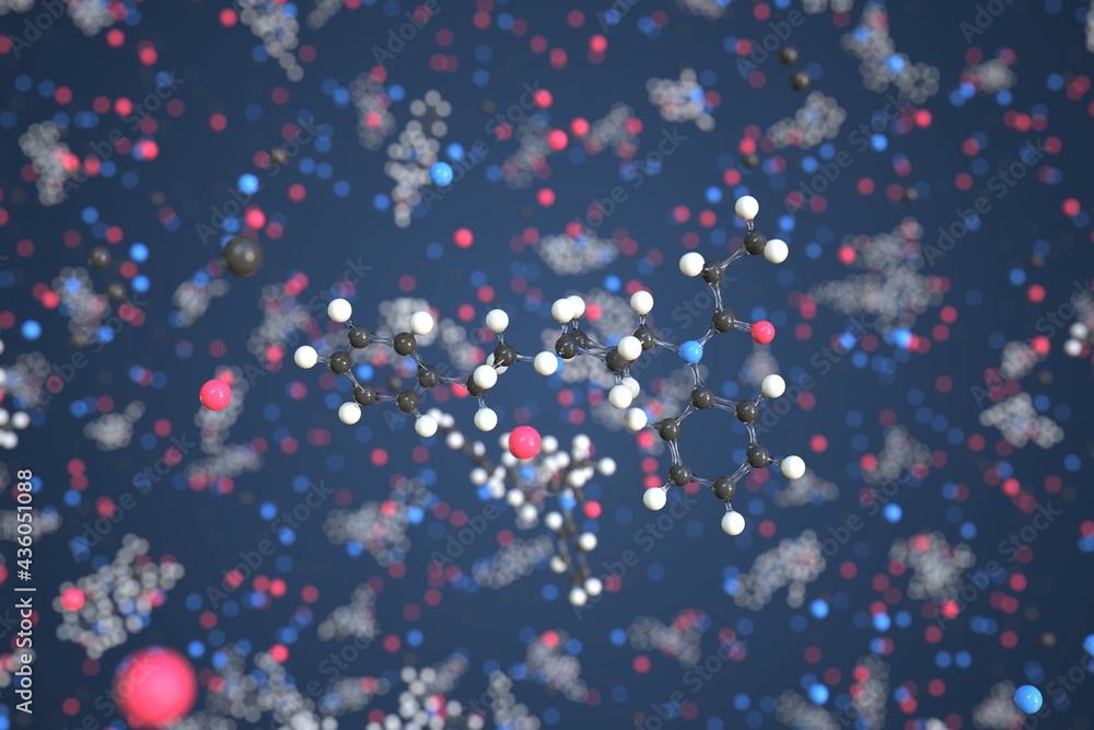 Fentanyl molecule. Conceptual molecular model. Chemical 3d rendering ...