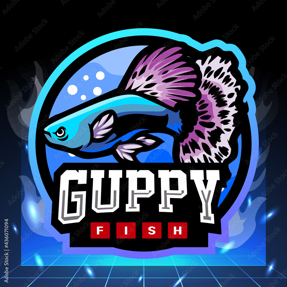 Guppy fish mascot. esport logo design Stock Vector | Adobe Stock