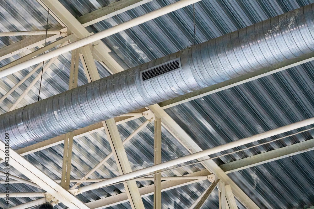 Metal designs of a roof and pipe of ventilation. metal roof structures ...