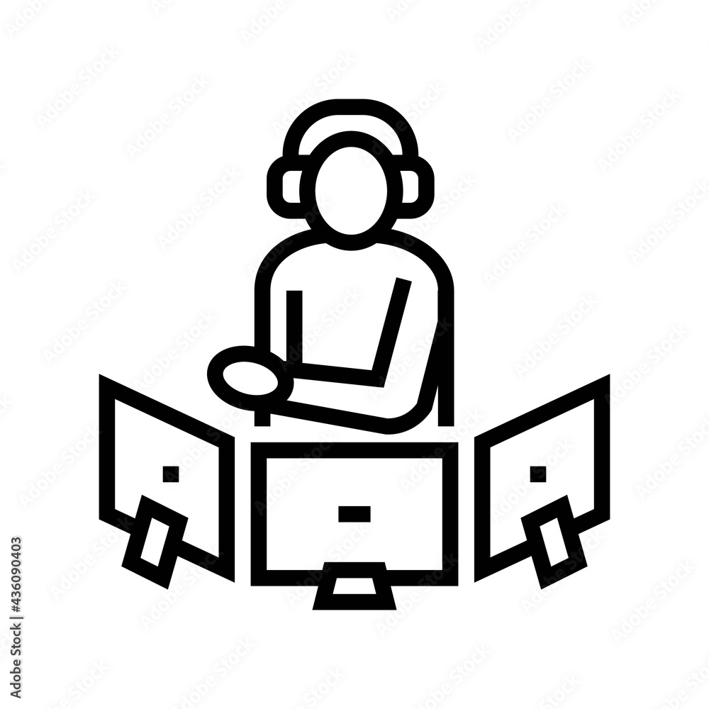 dispatcher controlling flight way line icon vector. dispatcher ... dispatcher controlling flight way line icon vector. dispatcher ...