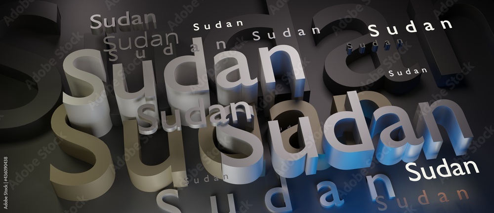 Abstract Sudan 3D TEXT Rendered Poster (3D Artwork) Stock Illustration ...